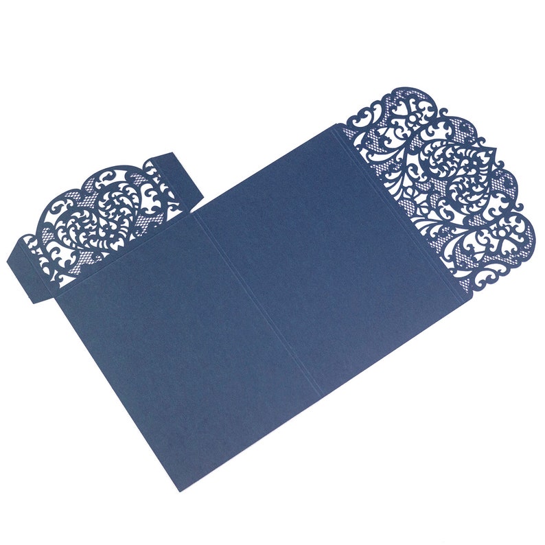 Navy Blue Laser Cut Lace Covers Only Fit to 4 Inserts (main, Day, RSVP ...