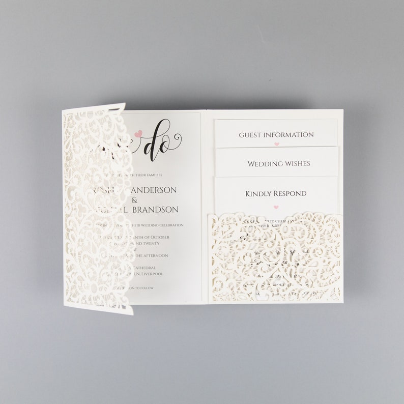 Ivory Wedding Invitations With Envelopes Elegant Lace - Etsy