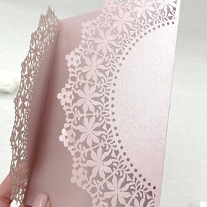 Pink Laser Cut Lace Cover for 5x7 Wedding Invitation, DIY Invitation ...