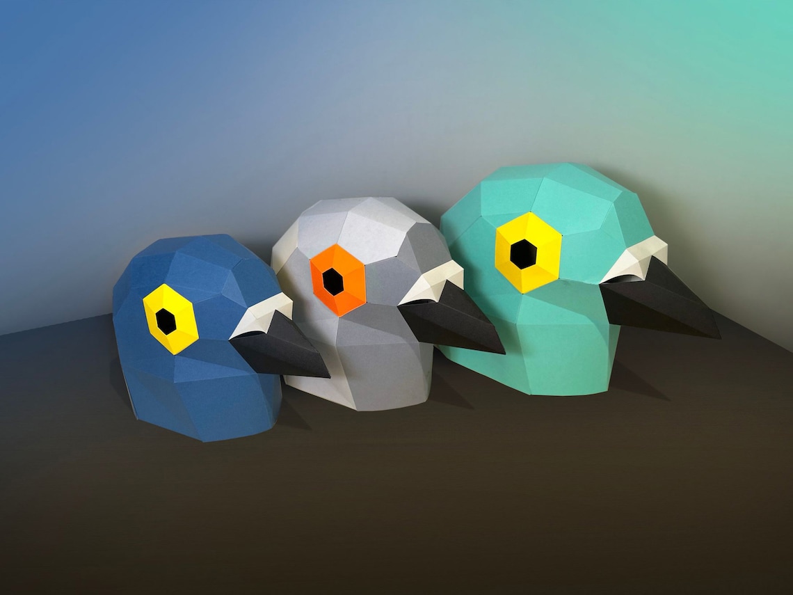 Pigeon Mask DIY Paper Mask Low Poly Printable Template Easy ...