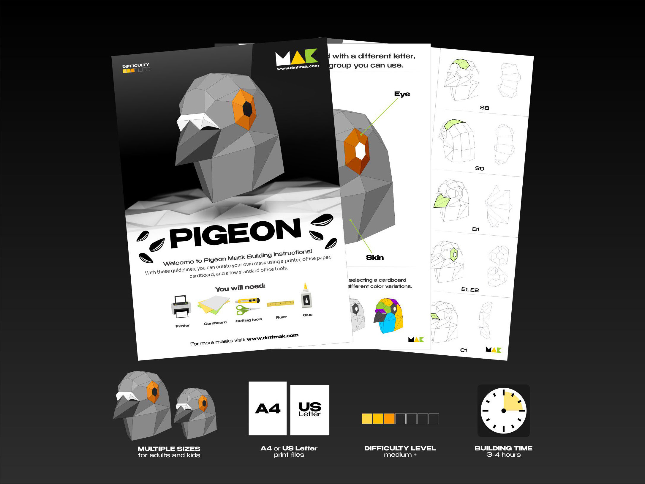 DIY Papercraft Pigeon Mask: Funny Low Poly Dove (PDF Pattern) - Etsy
