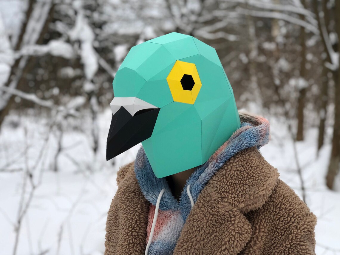 Pigeon Mask DIY Paper Mask Low Poly Printable Template Easy ...