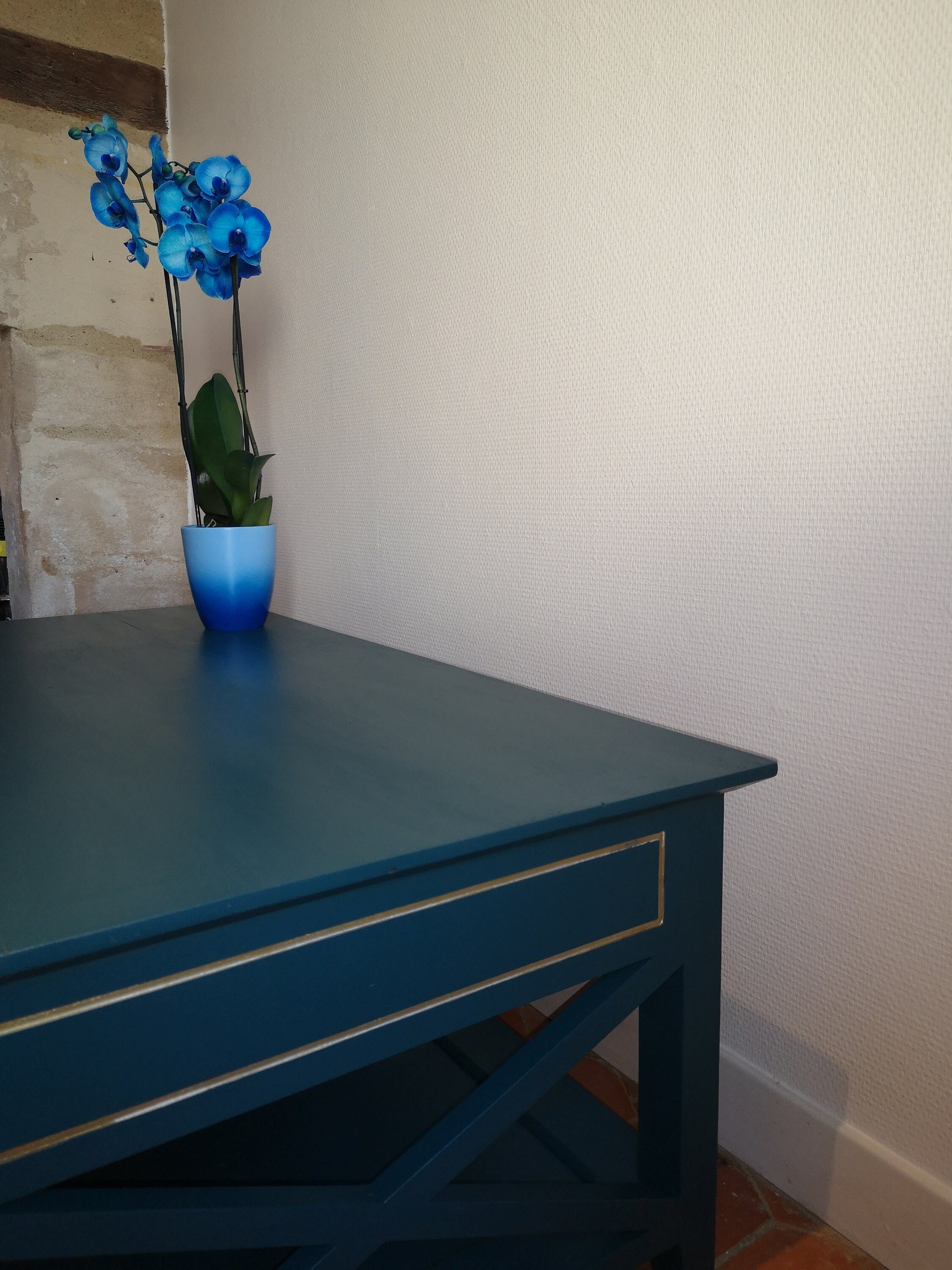 Mesa de centro de madera azul turquesa | Etsy