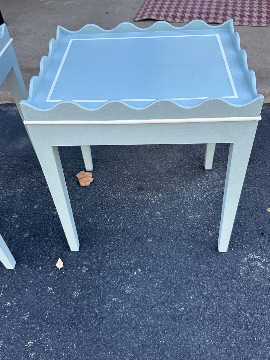 Blue and White Scallop Side Tables - Etsy