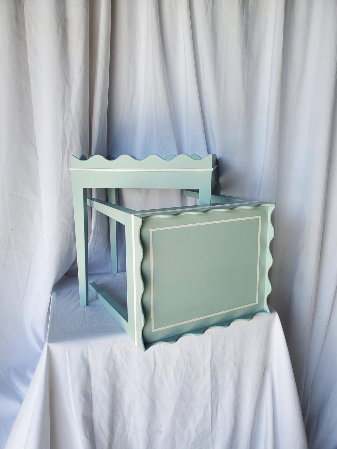 Blue and White Scallop Side Tables - Etsy