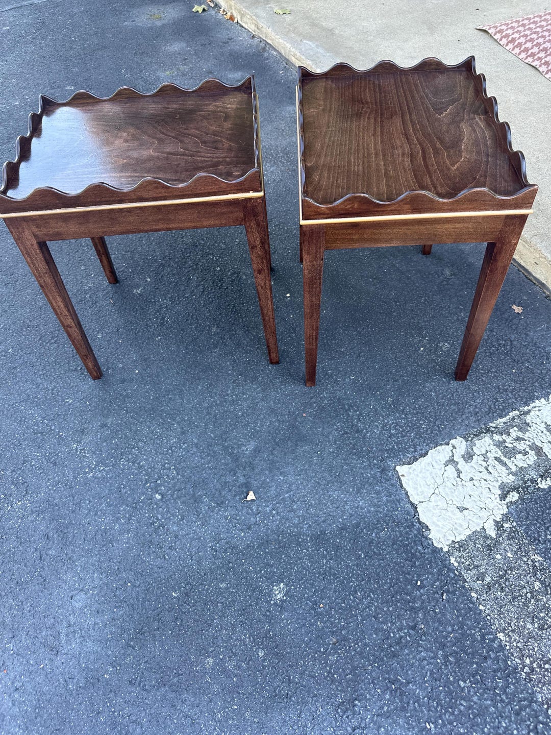Chestnut Stained Scallop Side Tables - Etsy
