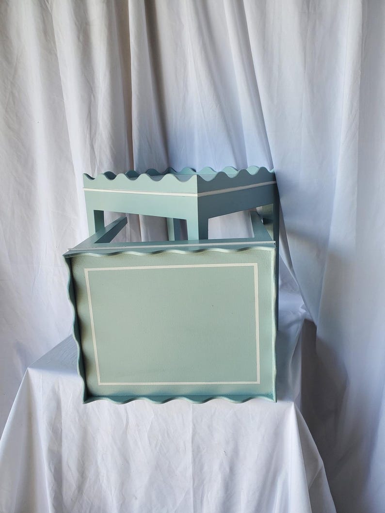 Blue and White Scallop Side Tables - Etsy