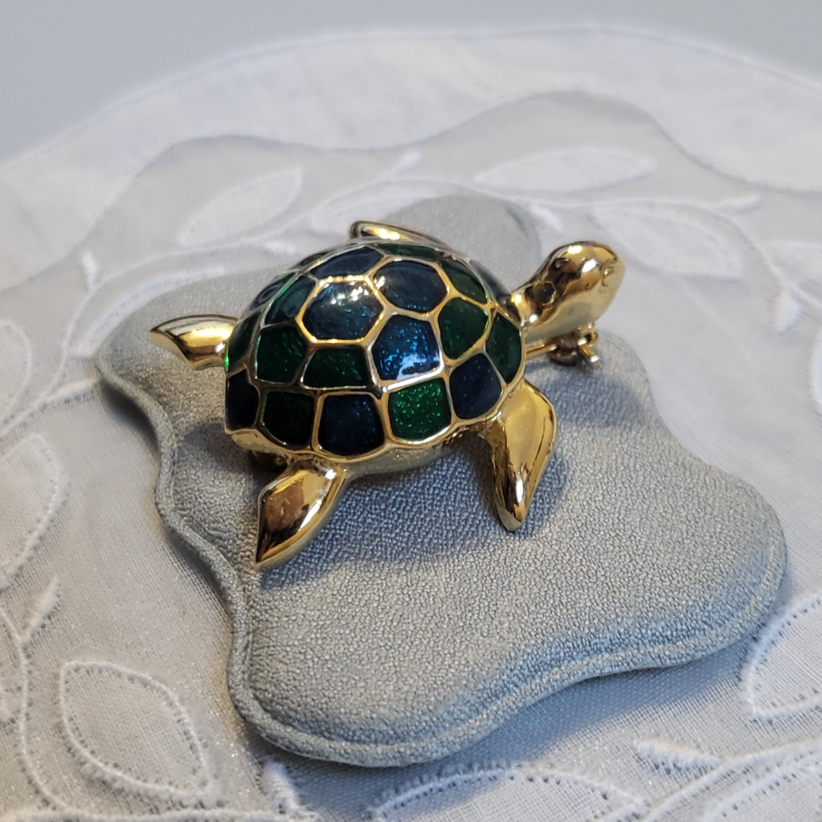 Brooch Green and Blue Enamel Turtle Brooch - Etsy