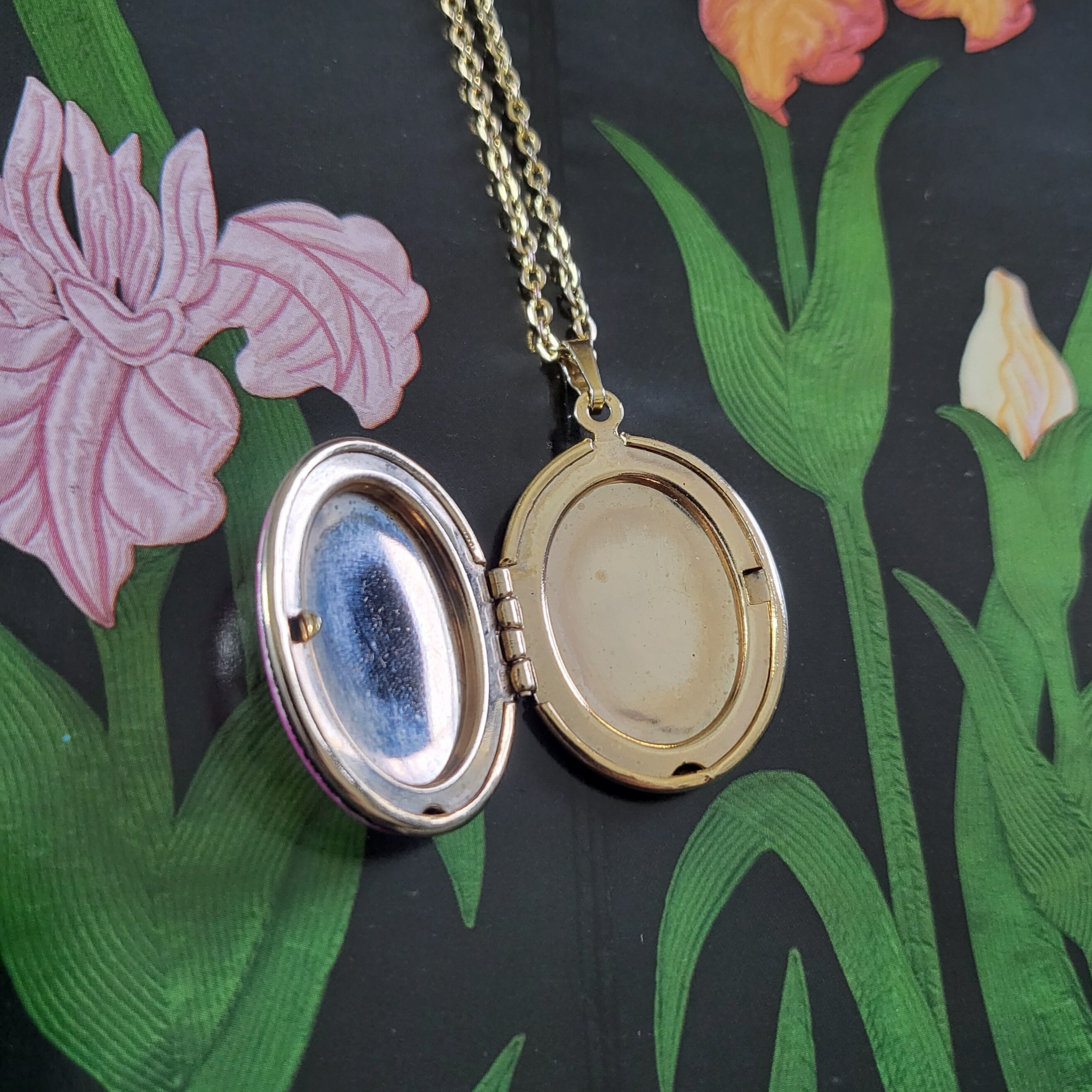 Necklace Michaela Frey Pink Flowers Enamel Locket Pendant - Etsy