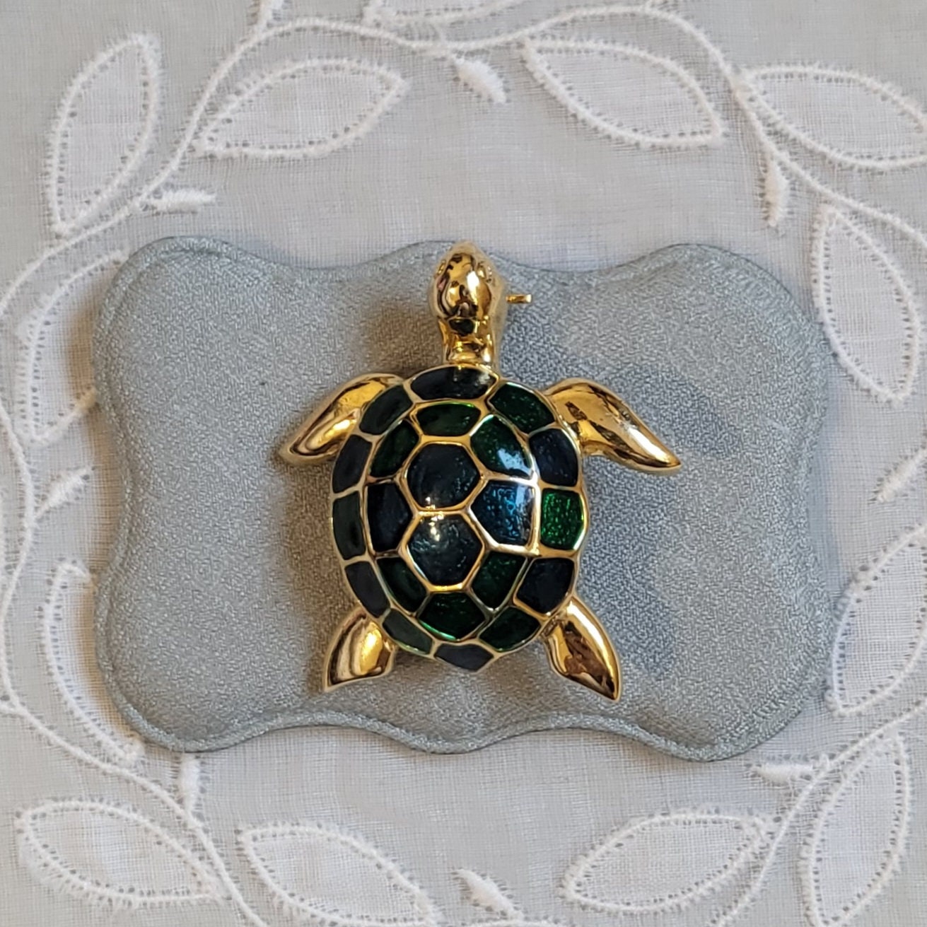 Brooch Green and Blue Enamel Turtle Brooch - Etsy