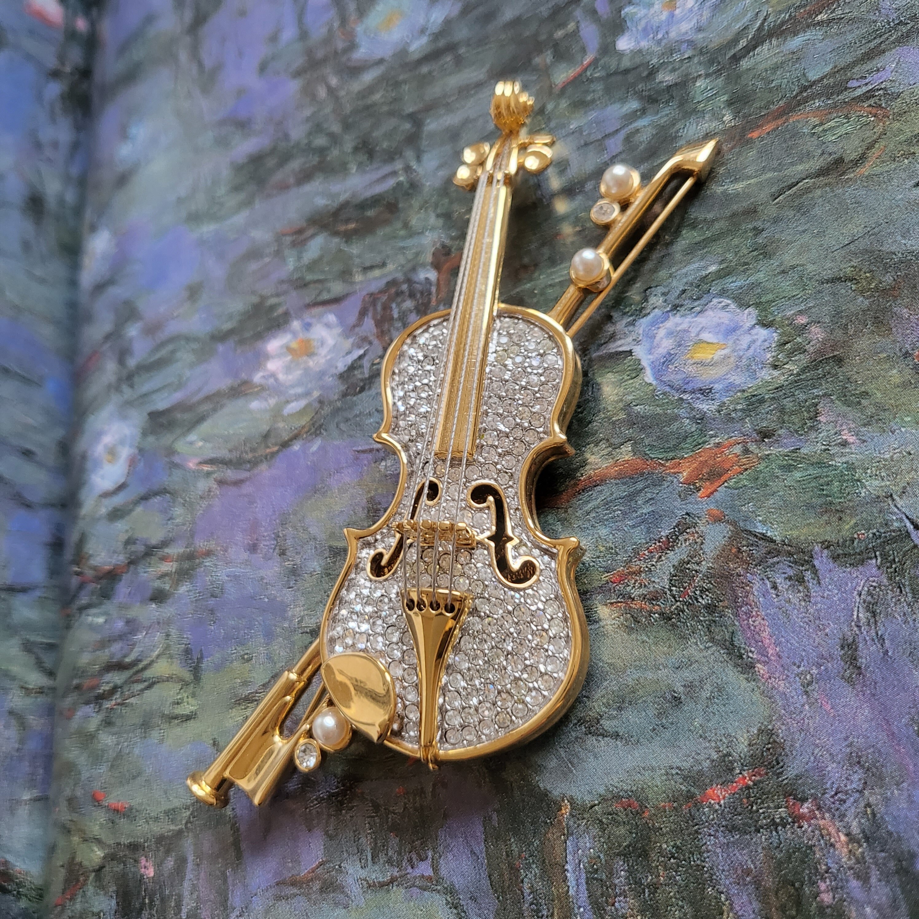 Brooch Swarovski Crystal Violin Brooch - Etsy