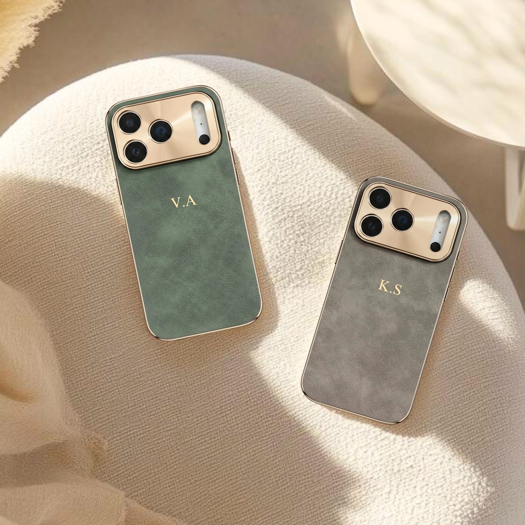 Personalized Suede iPhone Case for iPhone 17 16 15 14 Pro Max Initials ...