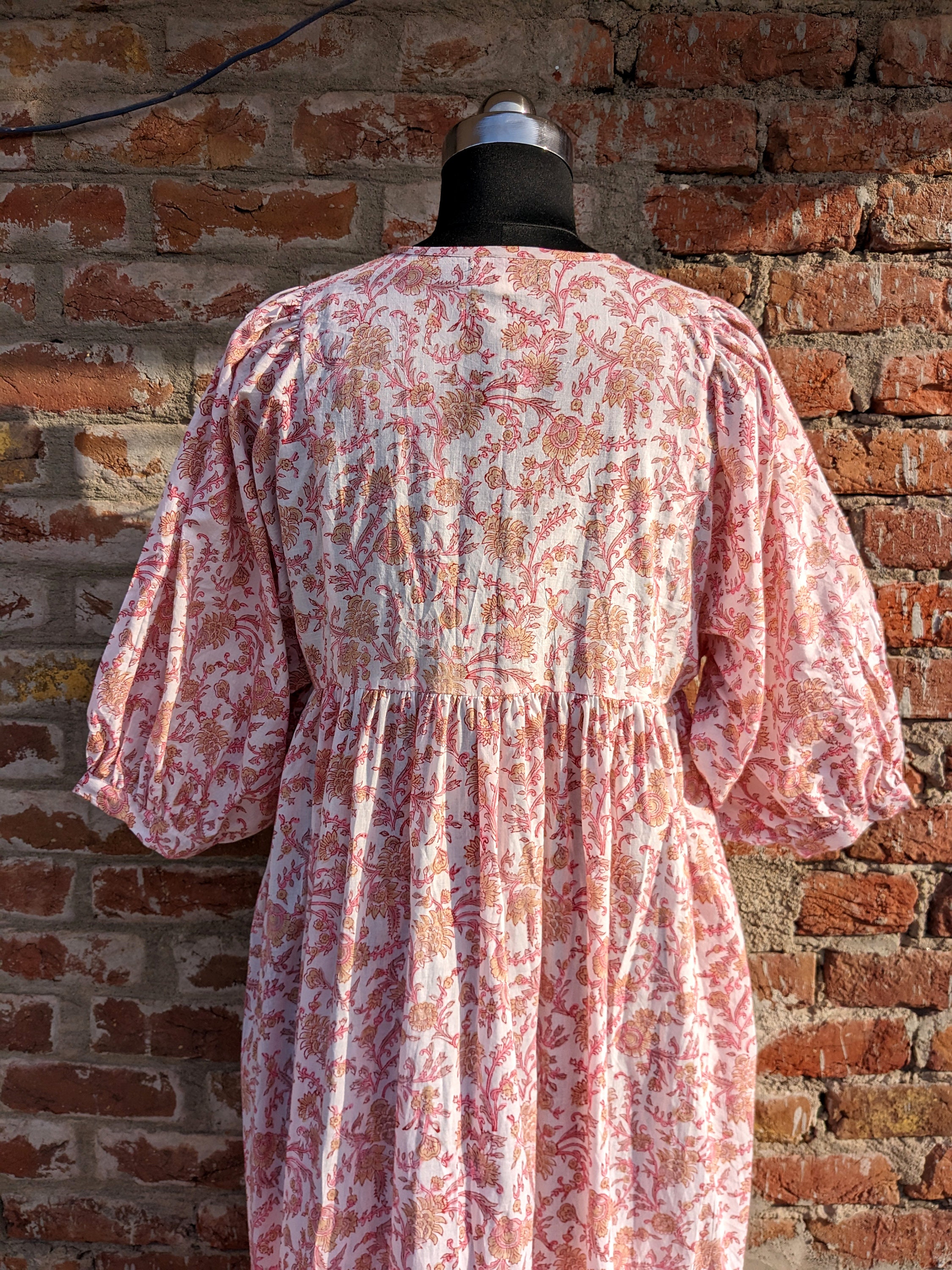 Hand Block Printed Dress Summer Dress Cotton Dress Floral Print ...