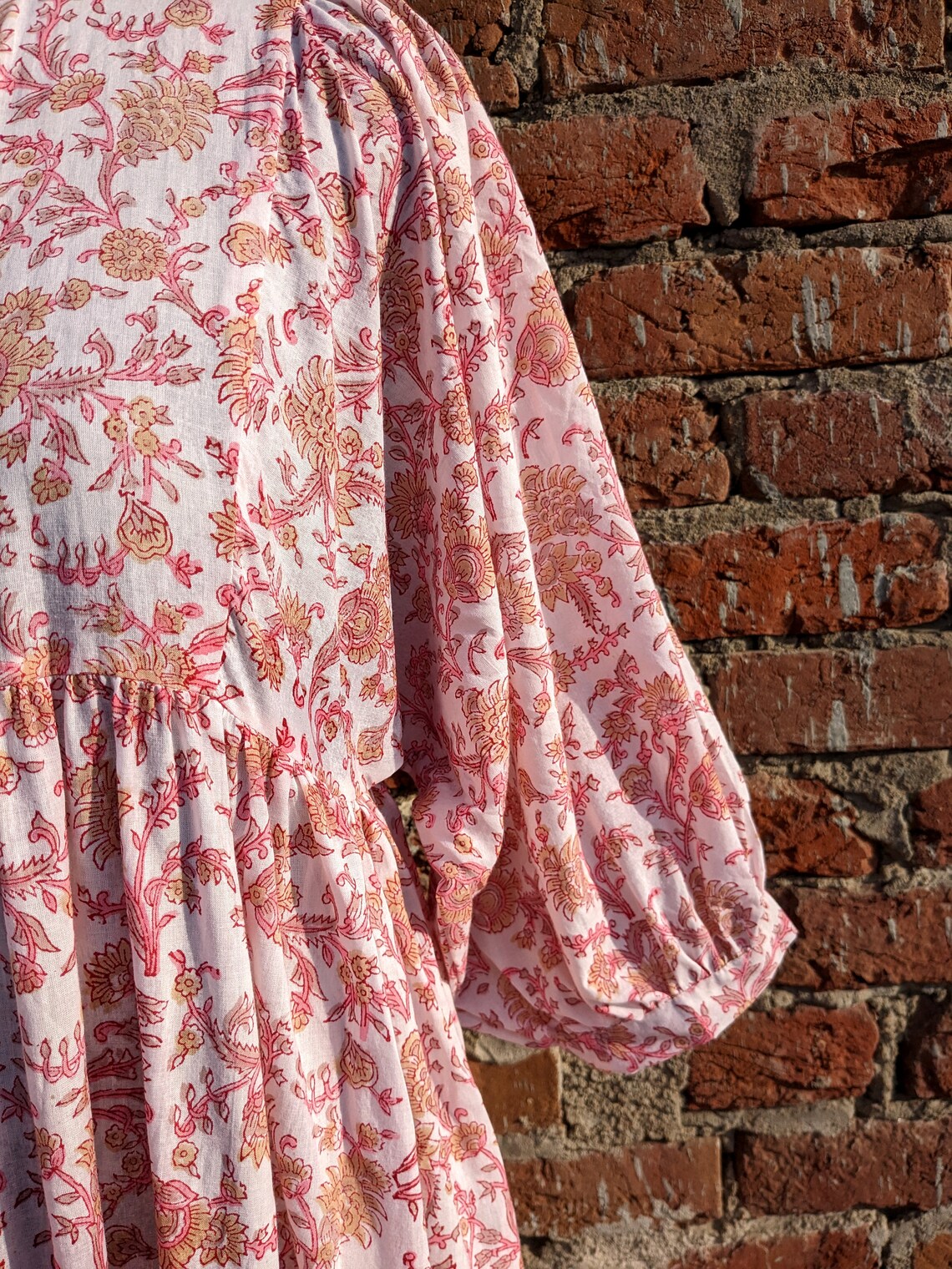 Hand Block Printed Dress Summer Dress Cotton Dress Floral Print ...