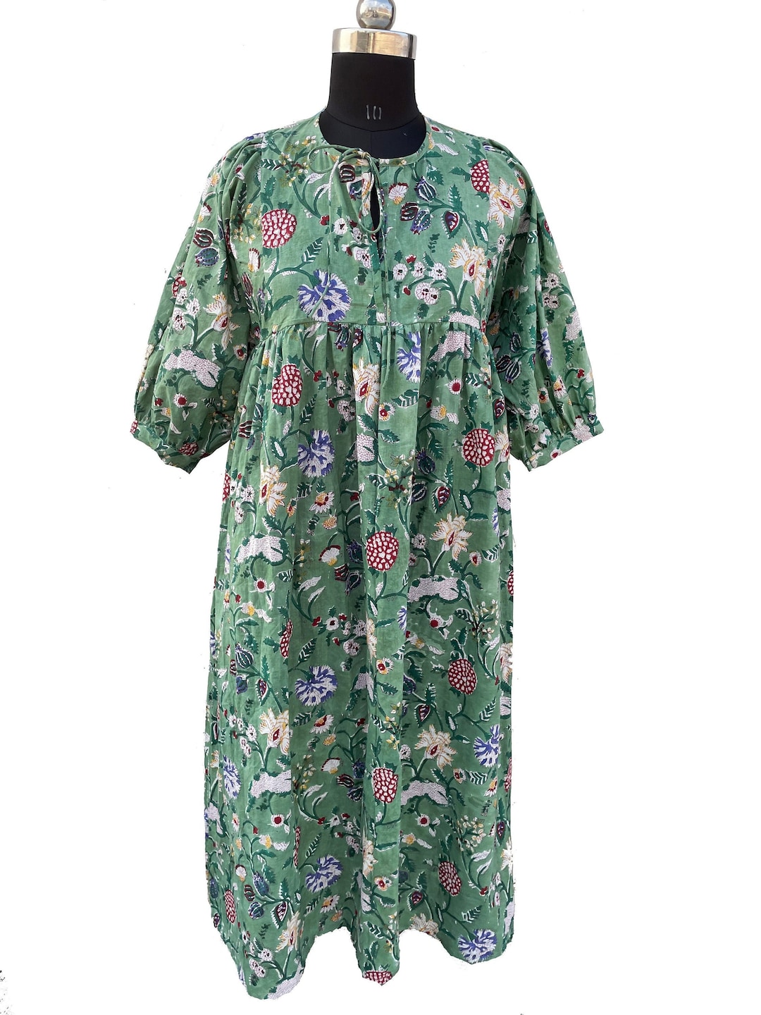 Hand Block Printed Dress| Summer Dress| Cotton Dress| Floral Print ...