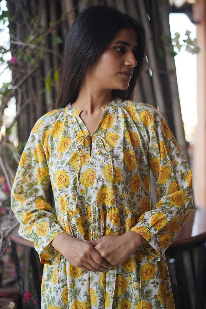 Hand Block Printed Dress, Block Print Dress, Indian Tunics, Hand ...