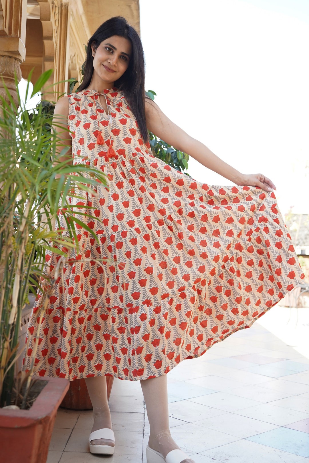 Block Print Dress, Women Cotton Summer Dress, Handblock Print Cotton ...