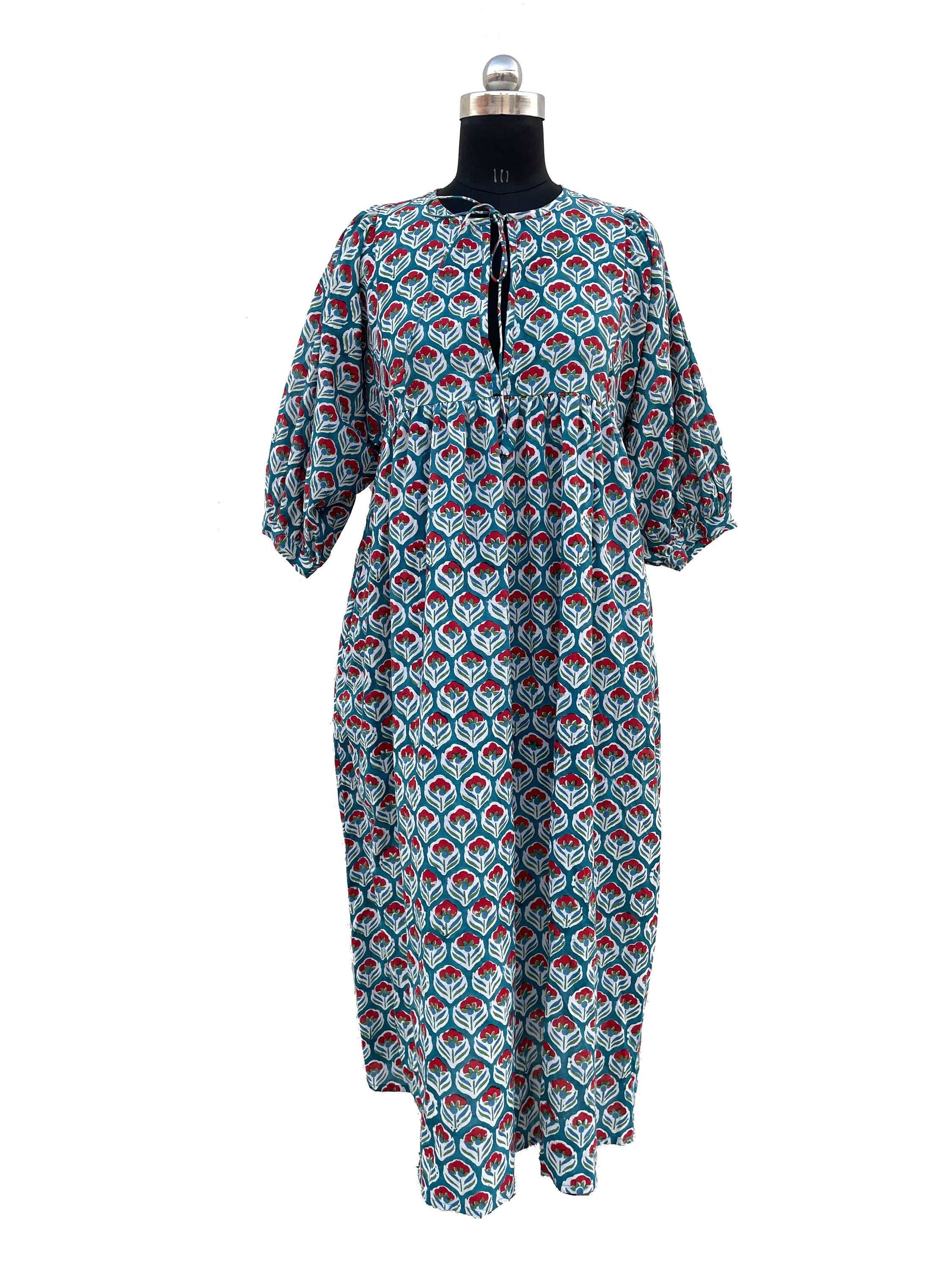 Hand Block Printed Dress Summer Dress Cotton Dress Floral Print ...