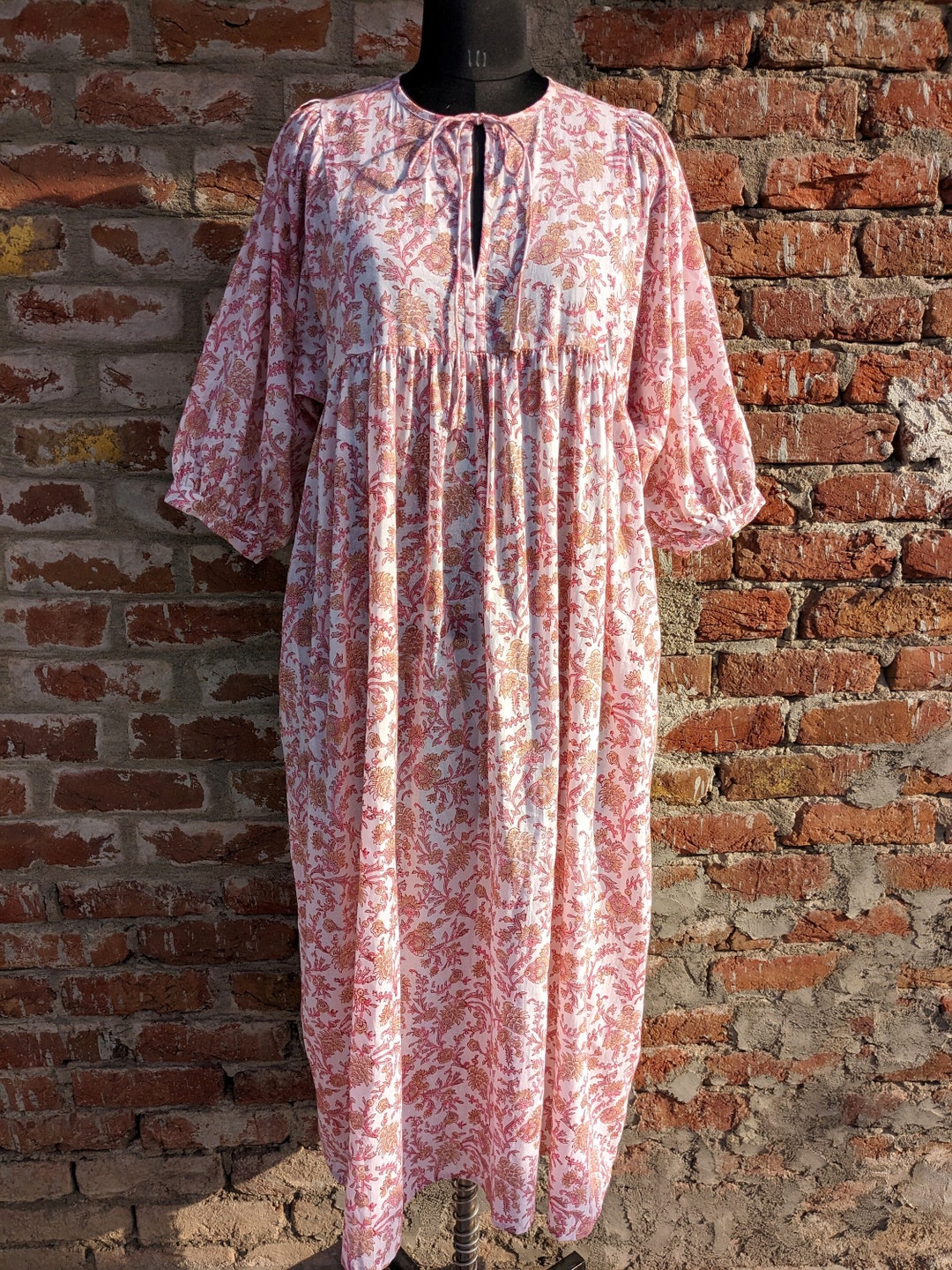 Hand Block Printed Dress| Summer Dress| Cotton Dress| Floral Print ...