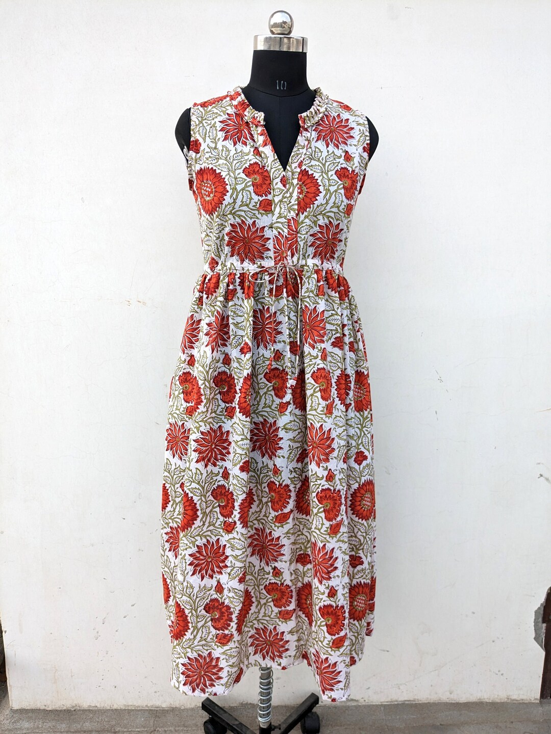 Hand Block Printed Dress| Summer Dress| Cotton Dress| Floral Print ...