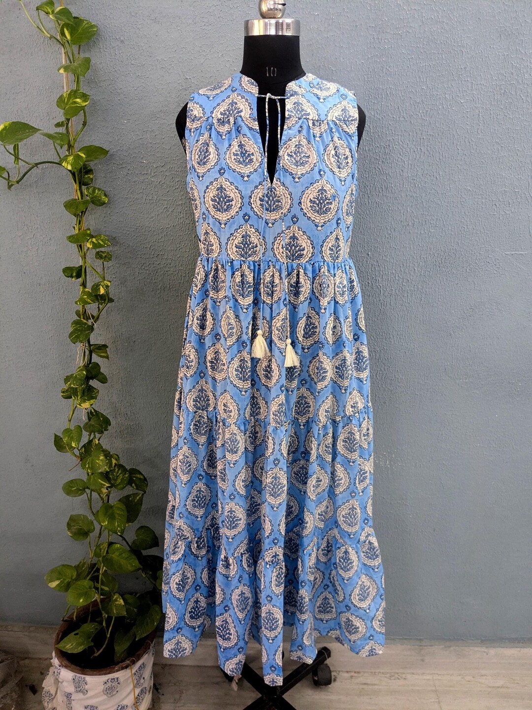 Handblock Print Cotton Summer Dress, Indian Block Print - Etsy