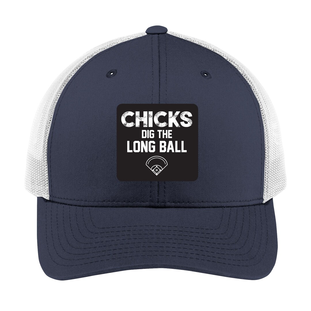 Chicks Dig the Long Ball Men's Trucker Cap Mesh Hat Nerd Hat Funny ...