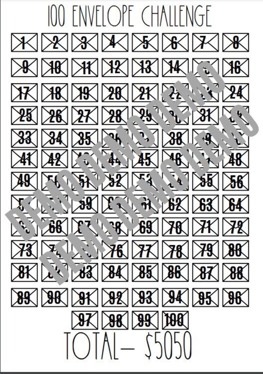 100 Envelope Challenge Printable - Etsy