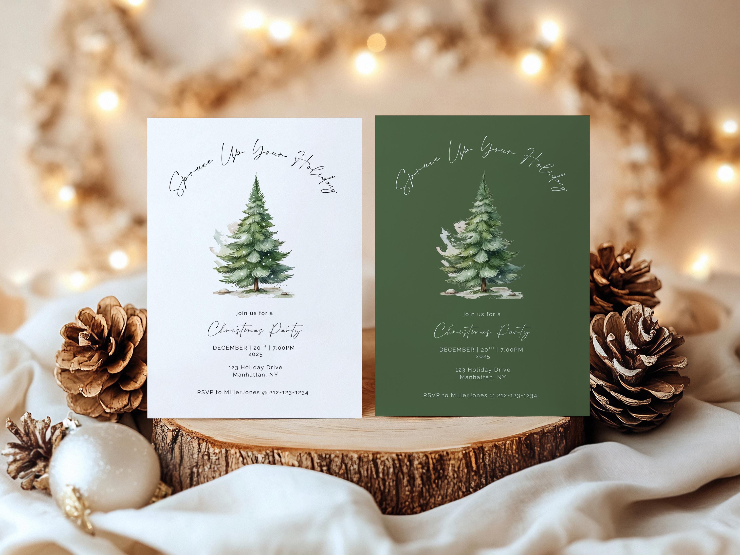Editable Christmas Party Invitation – Holiday Tree Printable Template ...