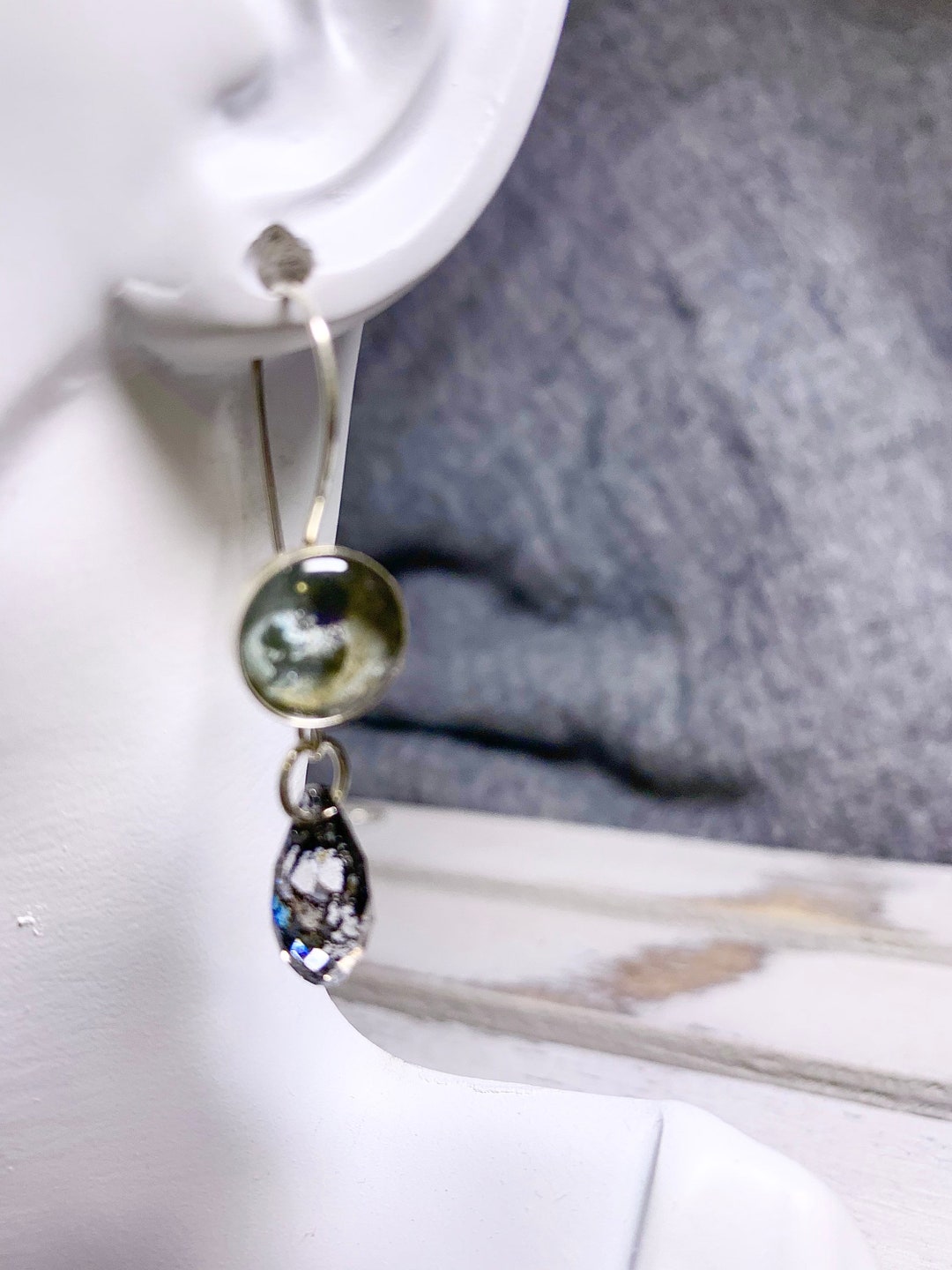 Swarovski Crystal Sterling Silver Kidney Hook Dangle Drop Earrings, Tan ...