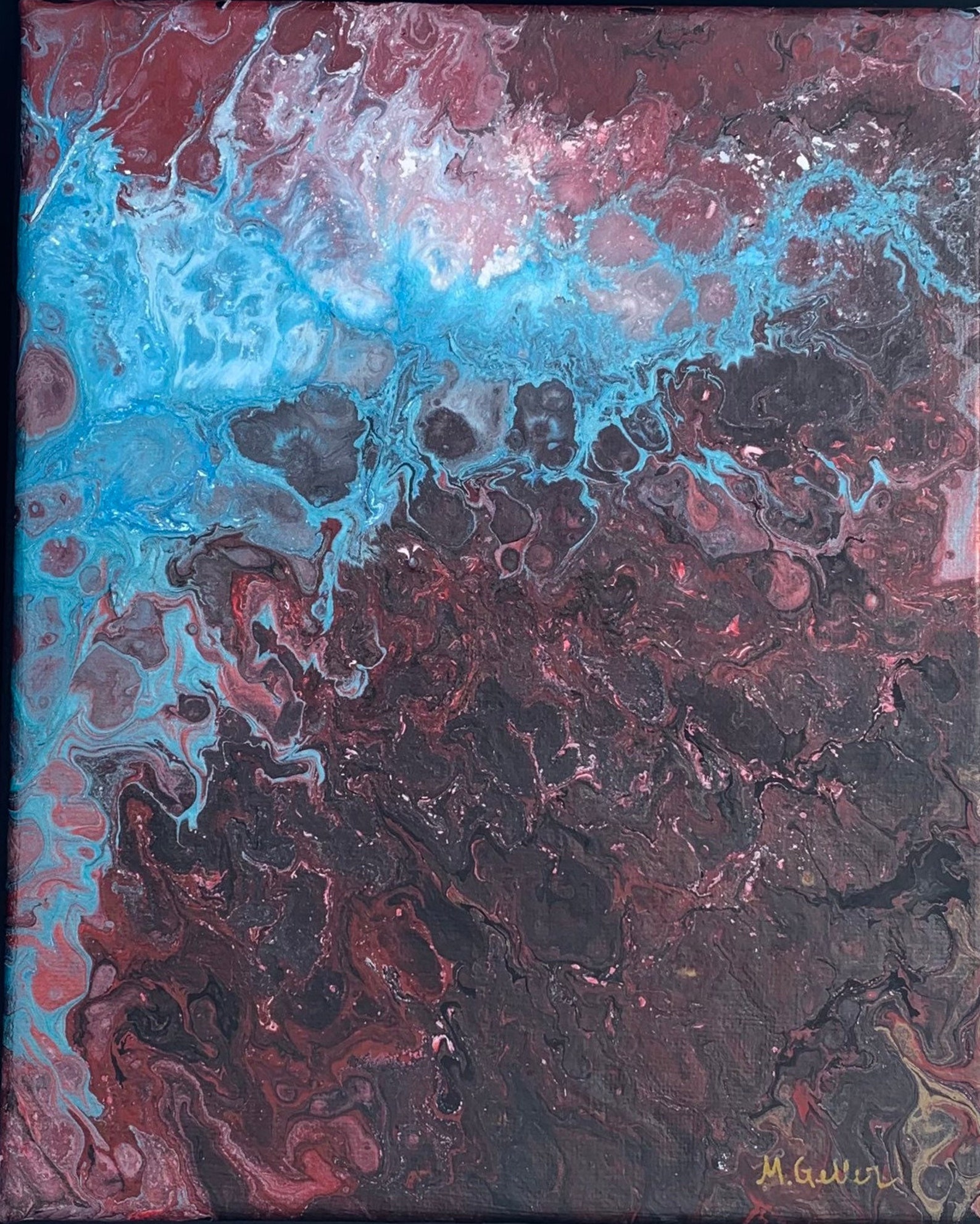 Teal and Maroon Abstract Original Acrylic 8x10 - Etsy