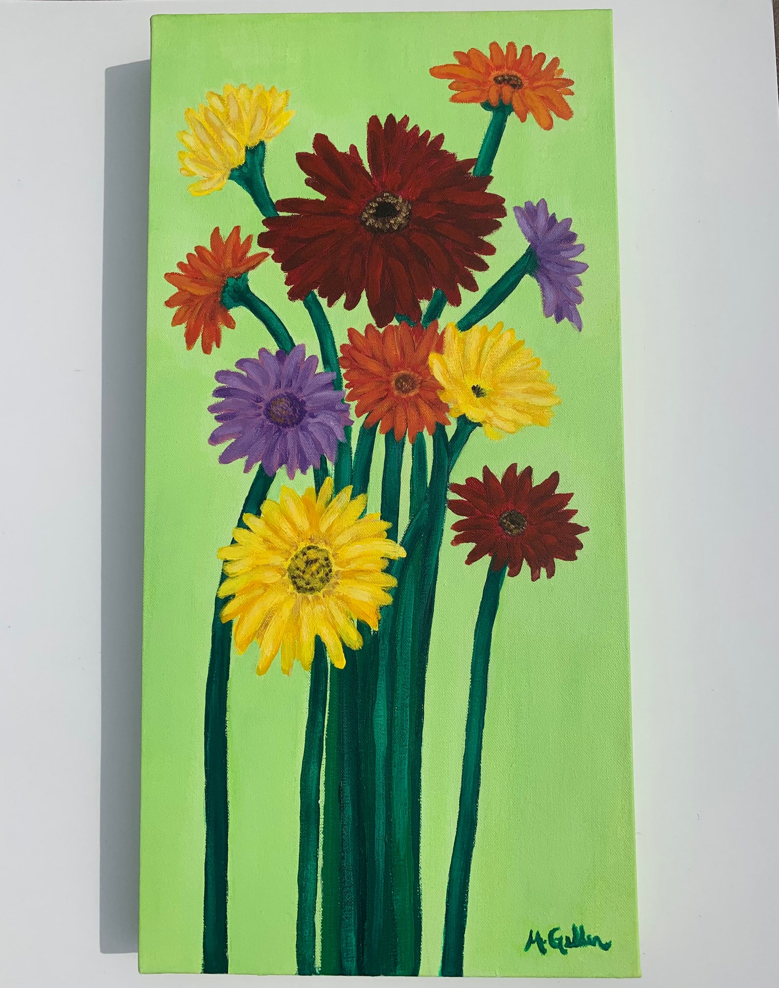 Floral Original Acrylic 12x24 Painting Multi colored | Etsy