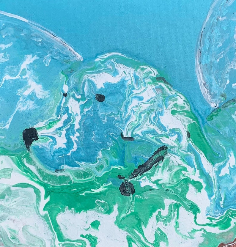 Original Acrylic 8x10 Painting, Framed and Signed Abstract space Puppy ...