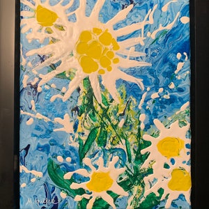 Crazy Daisy - Original Acrylic 8"x10" Painting, Framed and Signed ...