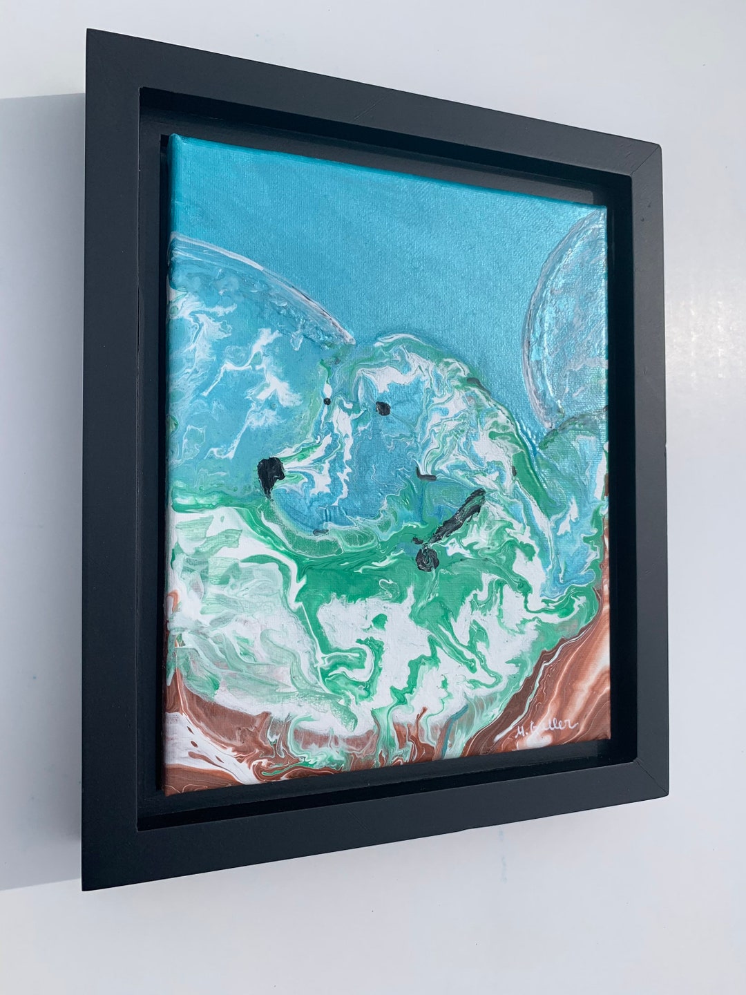 Original Acrylic 8"x10" Painting, Framed and Signed - Abstract “space ...