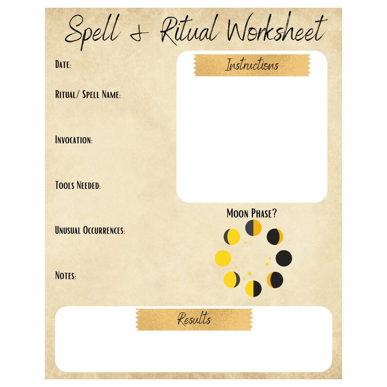 Spell & Ritual Worksheet digital Download | Etsy