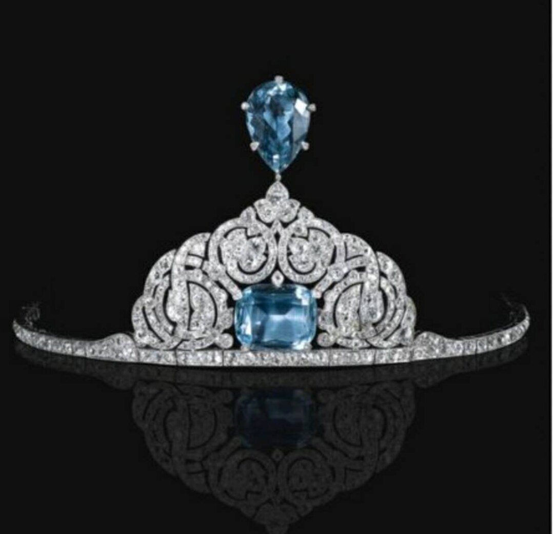 Wedding Tiara, Bridal Tiara Sterling Silver and Aquamarine Handmade ...