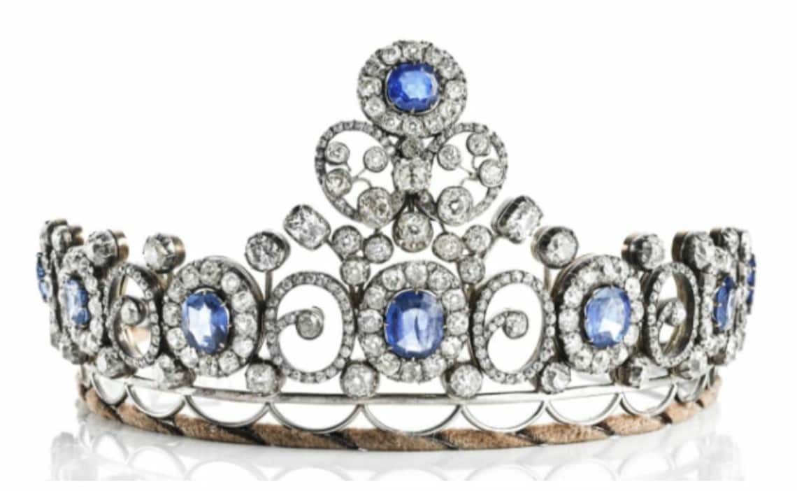 Wedding Tiara, Bridal Tiara Sterling Silver and Blue Sapphire Handmade ...