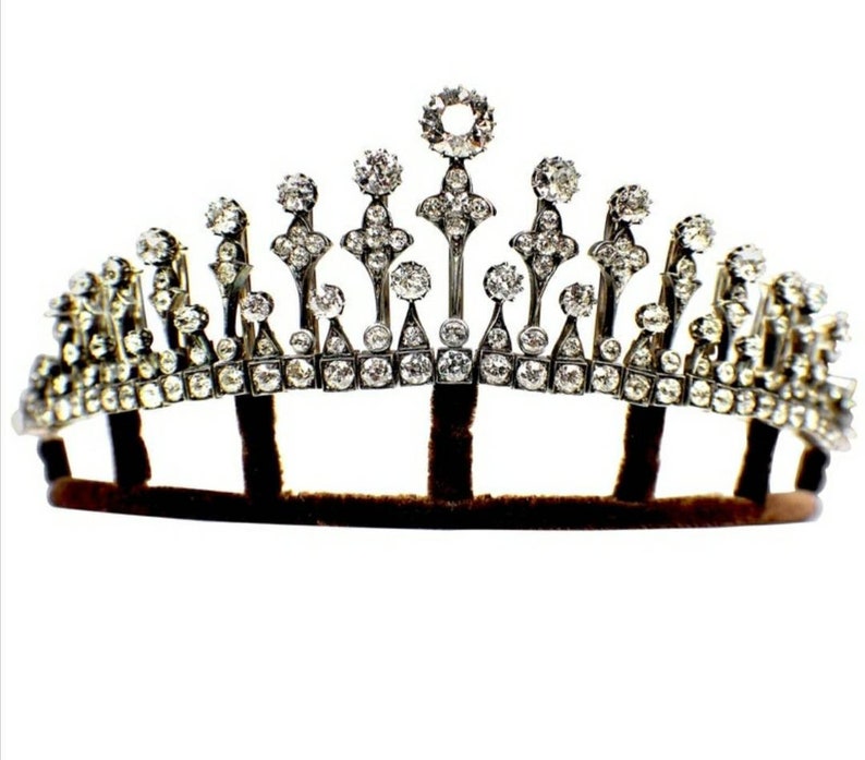 Victorian Rose Cut Tiaras, 16.13ct Diamond Silver Purity 92.5 ,handmade ...