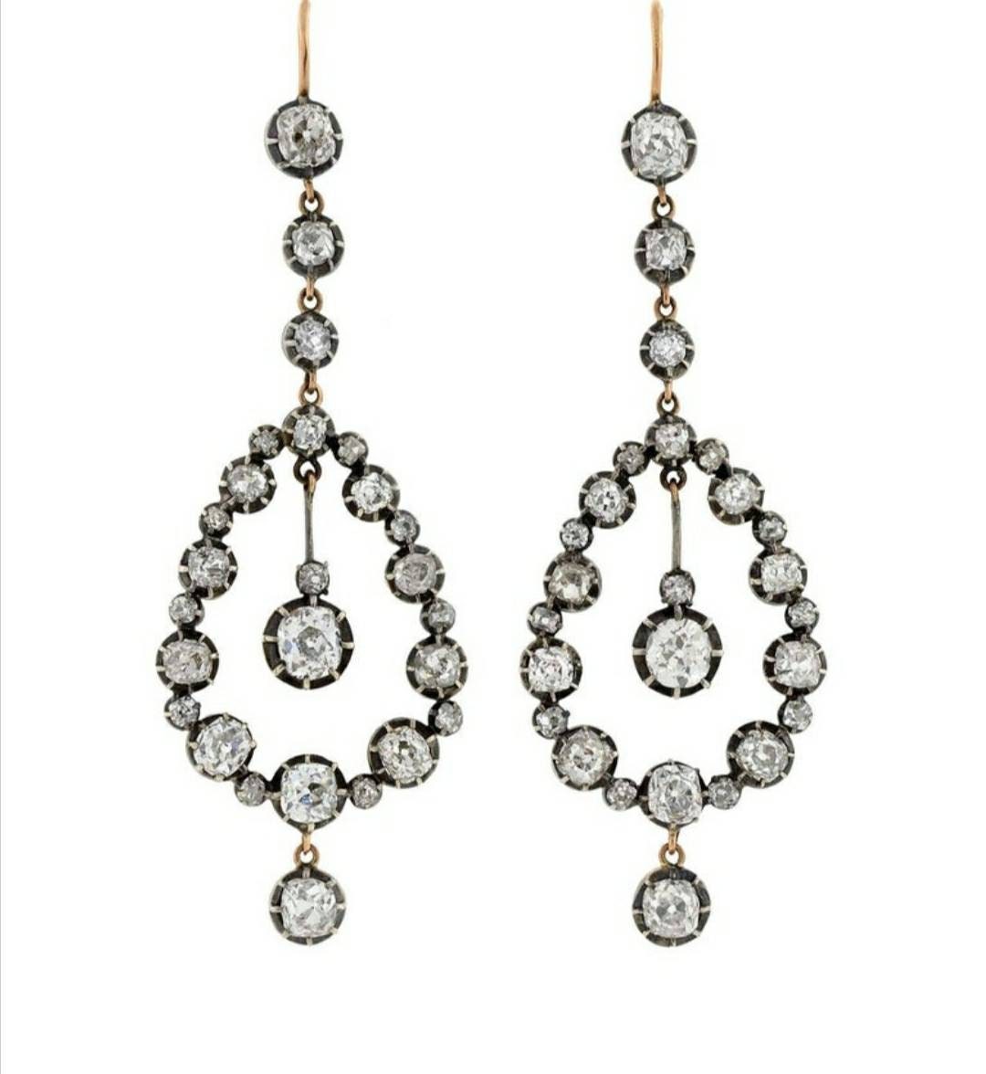 Victorian Dramatic Diamond Teardrop Earrings - Etsy