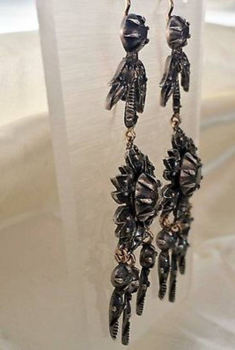 Victorian Dramatic Diamond Dangle Earrings Handmade Earrings - Etsy
