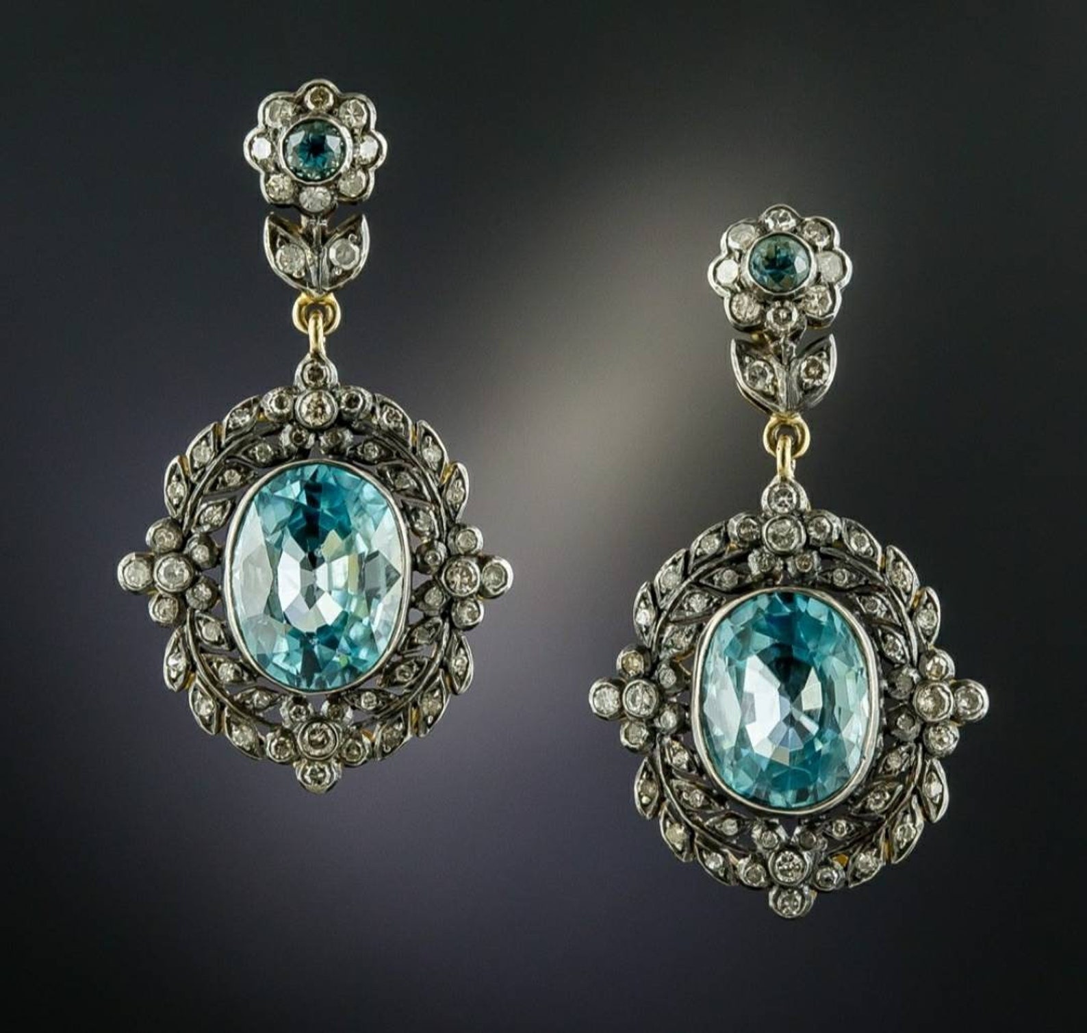 Antique Victorian Rose Cut Diamonds Aquamarine Silver - Etsy