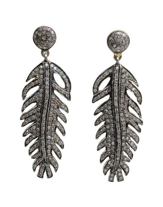 Victorian Dramatic Dangle Diamond Earrings Handmade Earrings | Etsy