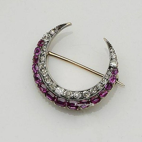 Crescent Moon Brooch - Etsy