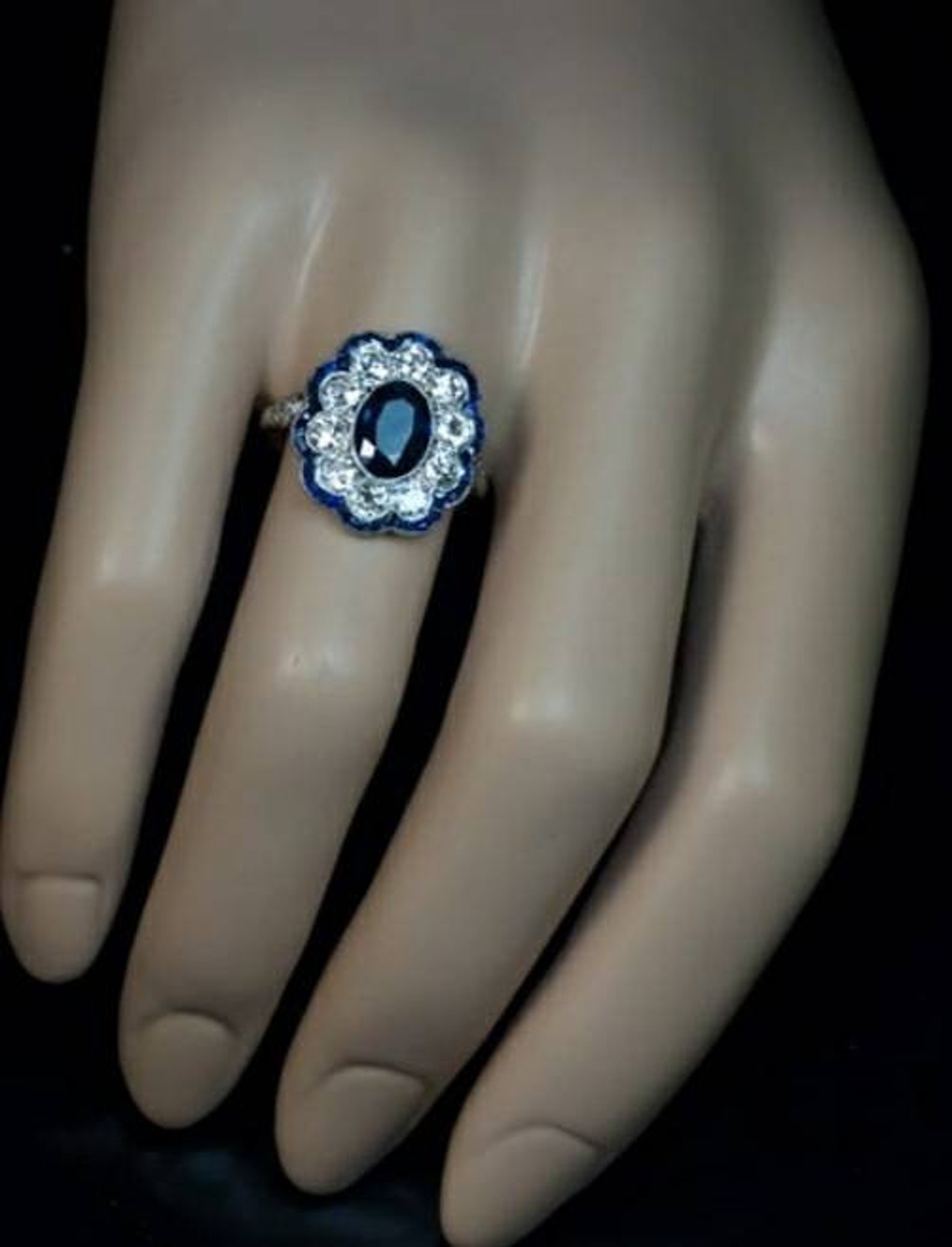Antique Victorian Blue Sapphire and American Diamond Ring/ - Etsy