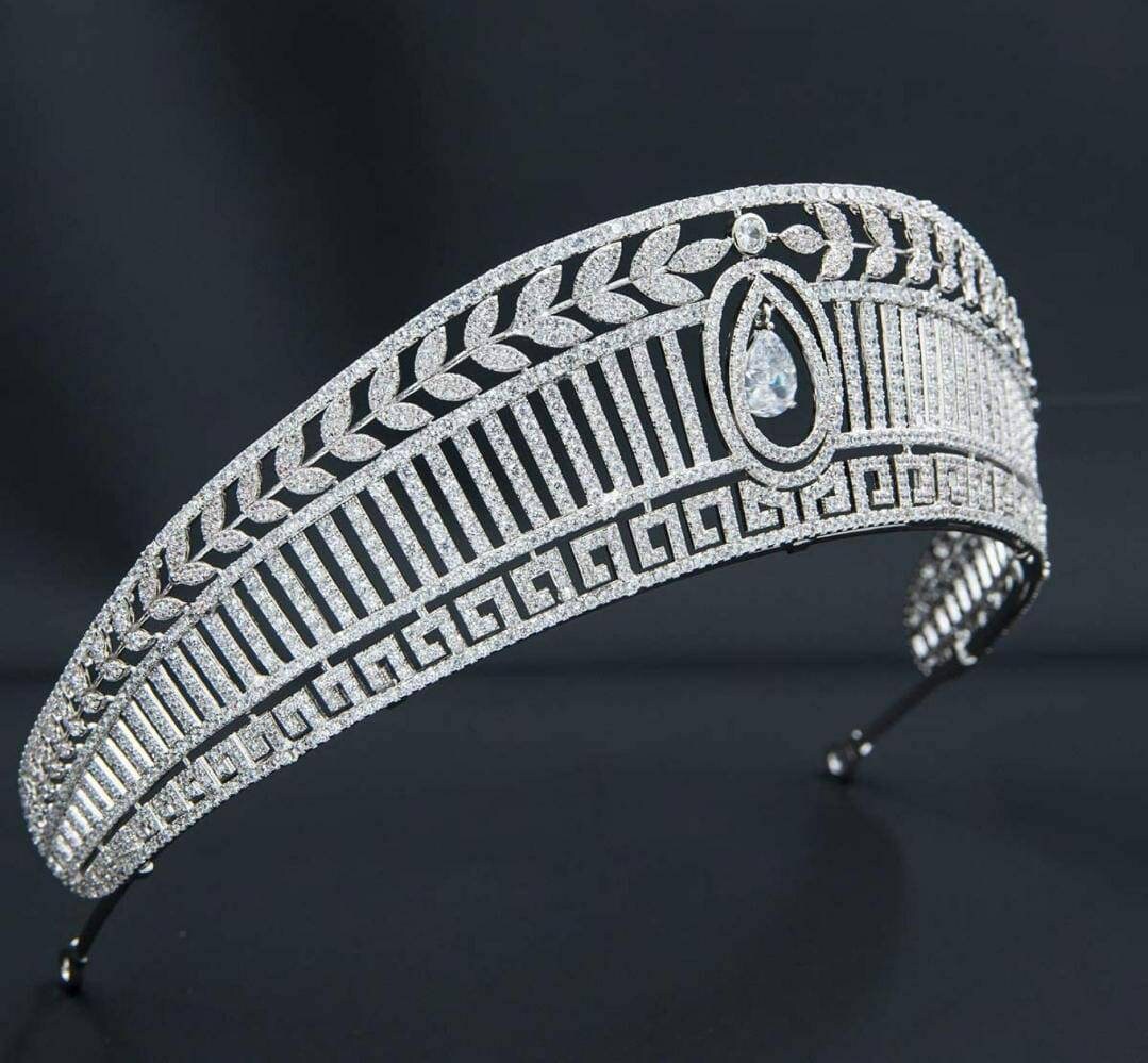Handmade Sterling Silver Bridal Tiara, American Diamond Wedding Crown ...