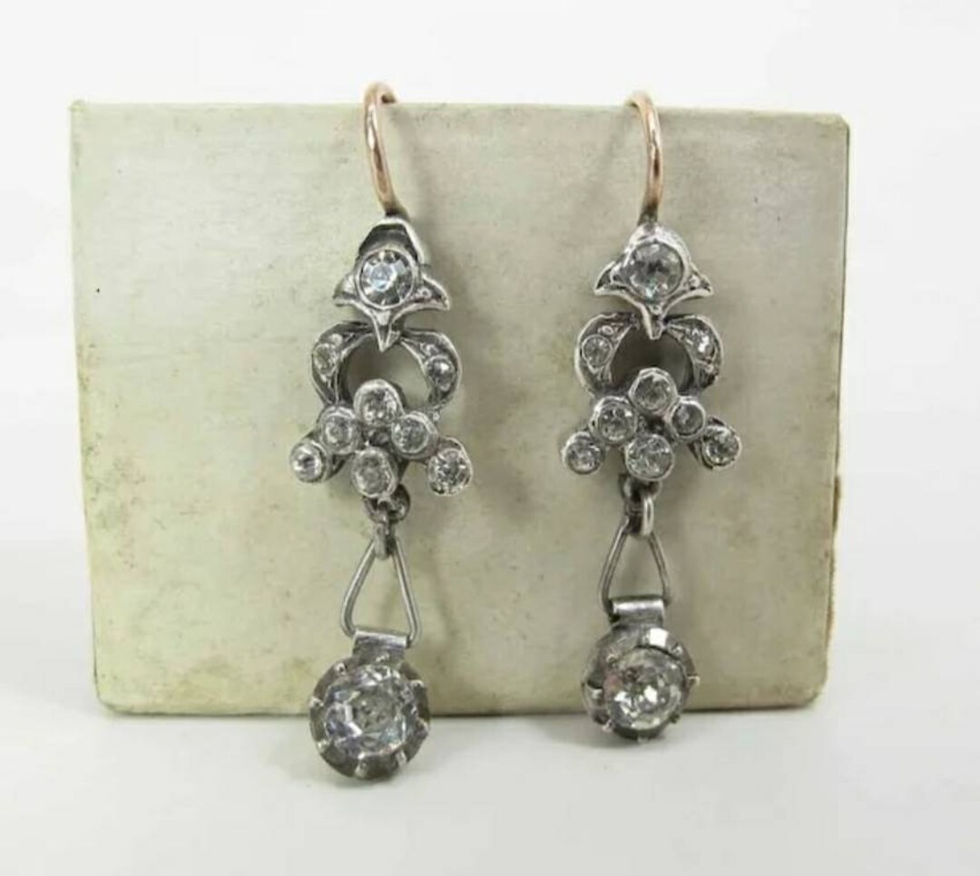 Victorian Dramatic Diamond Teardrop Earrings - Etsy
