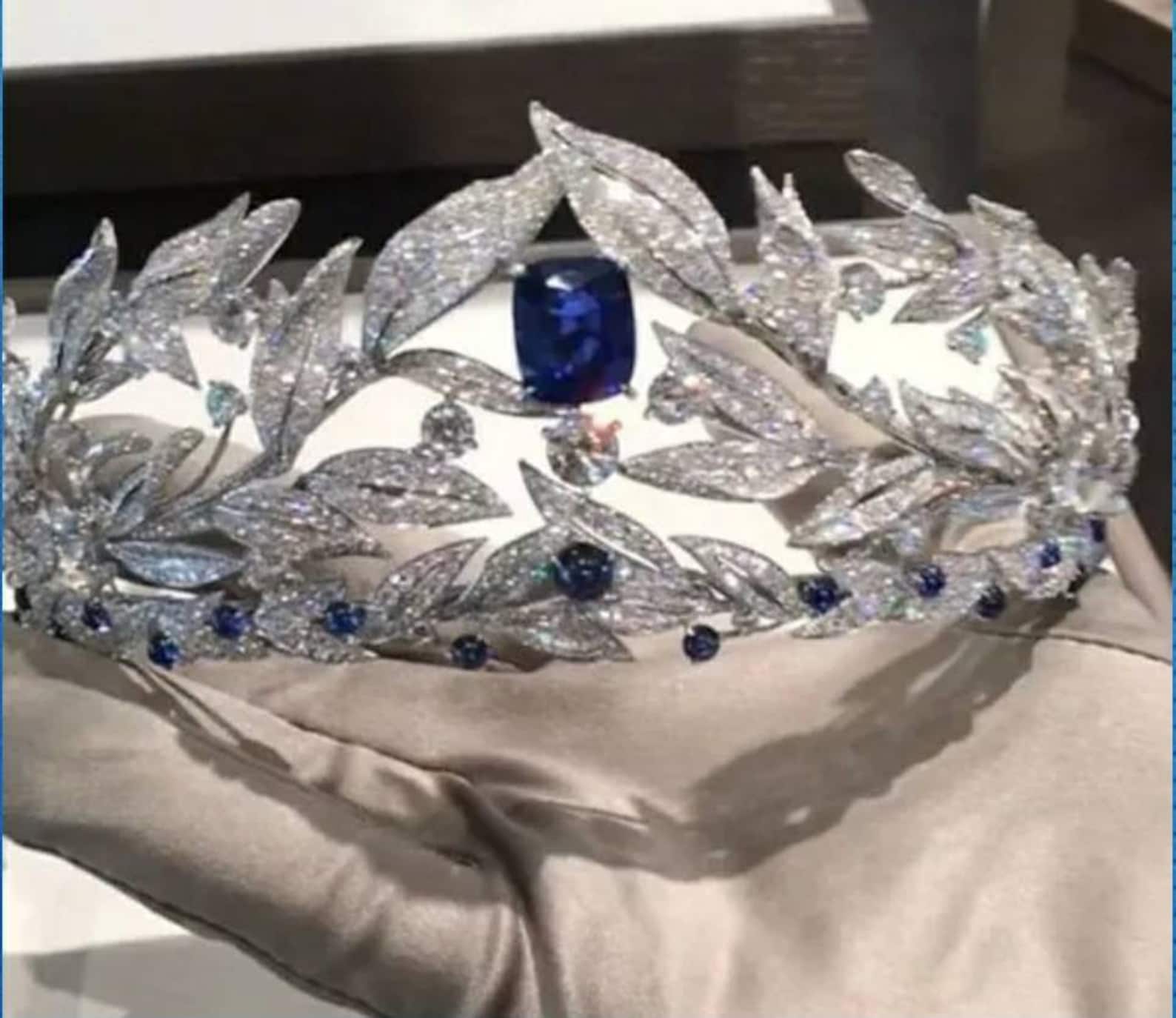 Handmade Sterling Silver Bridal Tiara: Blue Sapphire Zircon Crown - Etsy