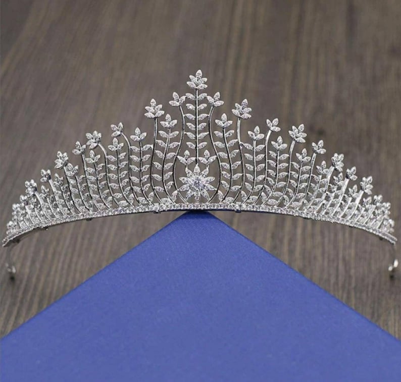 Handmade Sterling Silver Bridal Tiara, American Diamond Zircon Crown - Etsy