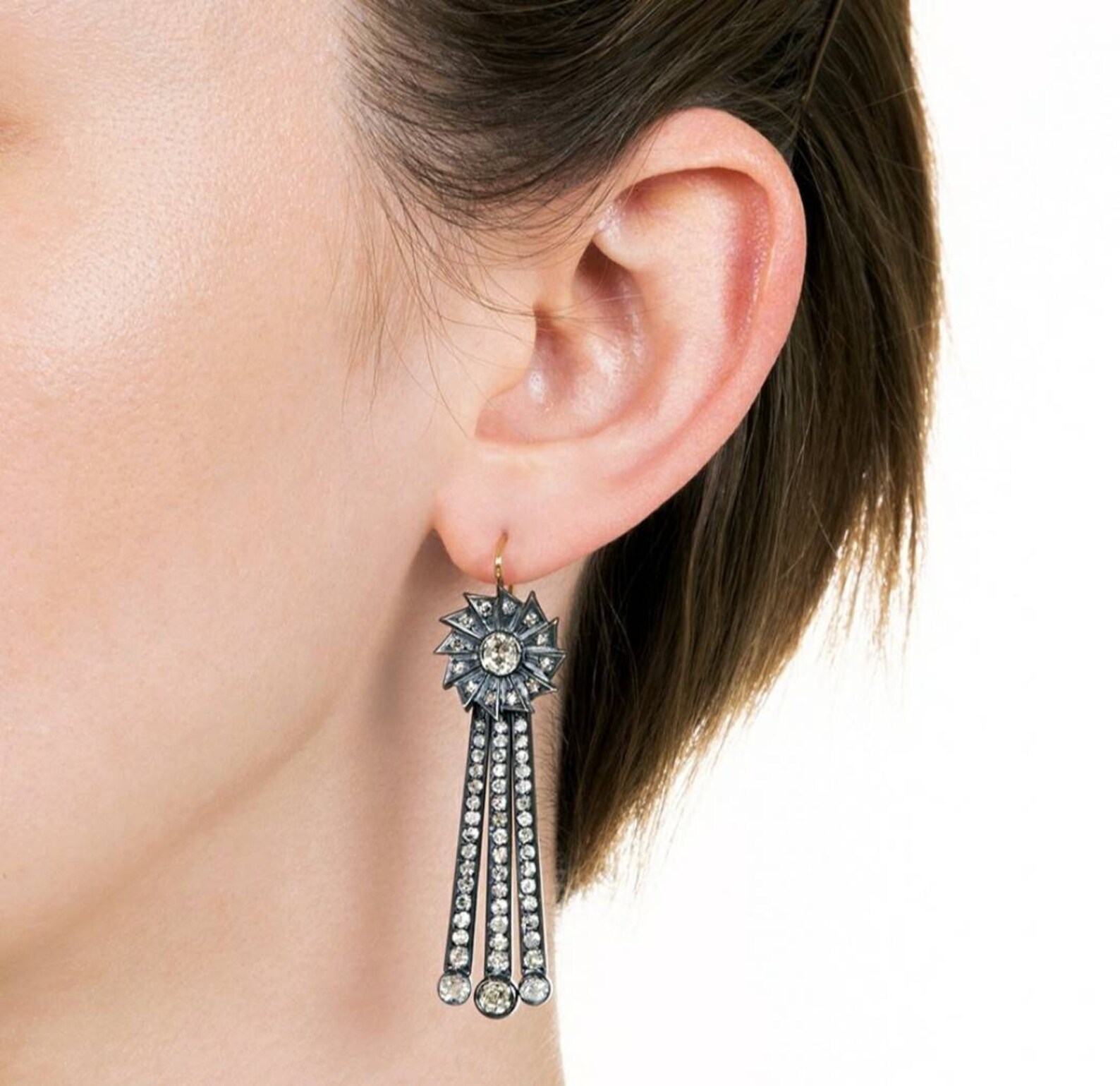 Victorian Dramatic Diamond Teardrop Earrings Handmade - Etsy