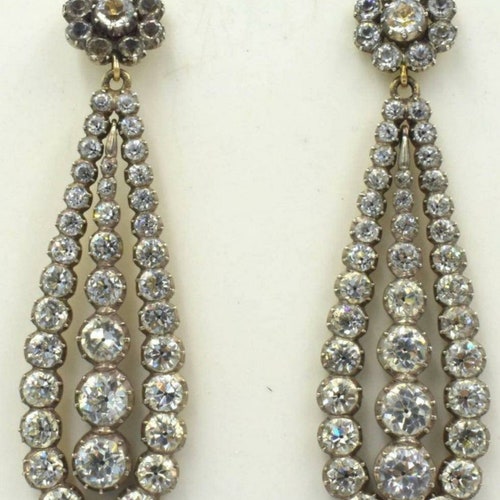 Victorian Dramatic Dangle Diamond Earrings Handmade Earrings - Etsy